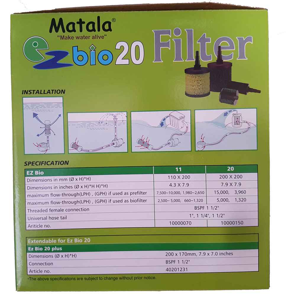 Matala EzBio 20 Pre-Filter Double Core - Love My Pond